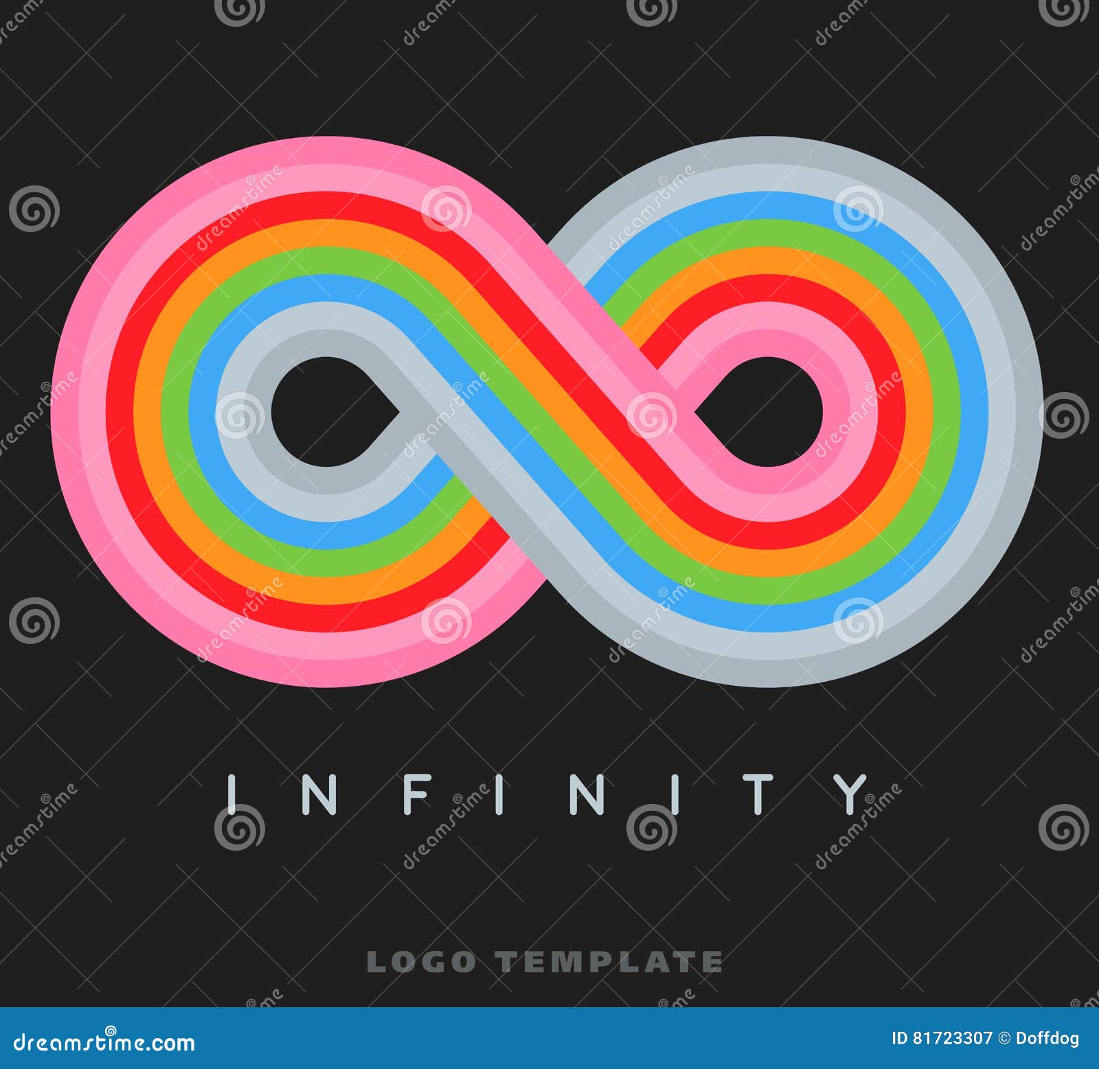 Infinity With Rainbow Feather On Black Background Cartoon Vector ...