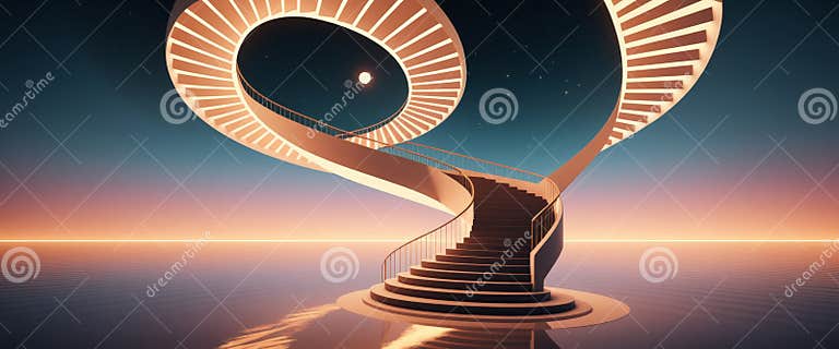 Infinity Representation with Spiraling Staircase Stock Photo - Image of ...