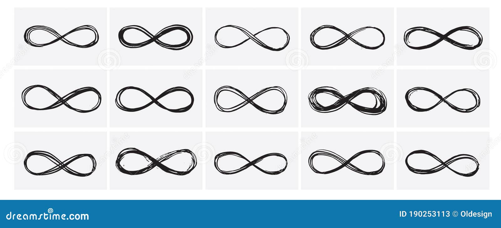 Infinity Set Hand Drawn Illustration. Stock Vector - Illustration of ...