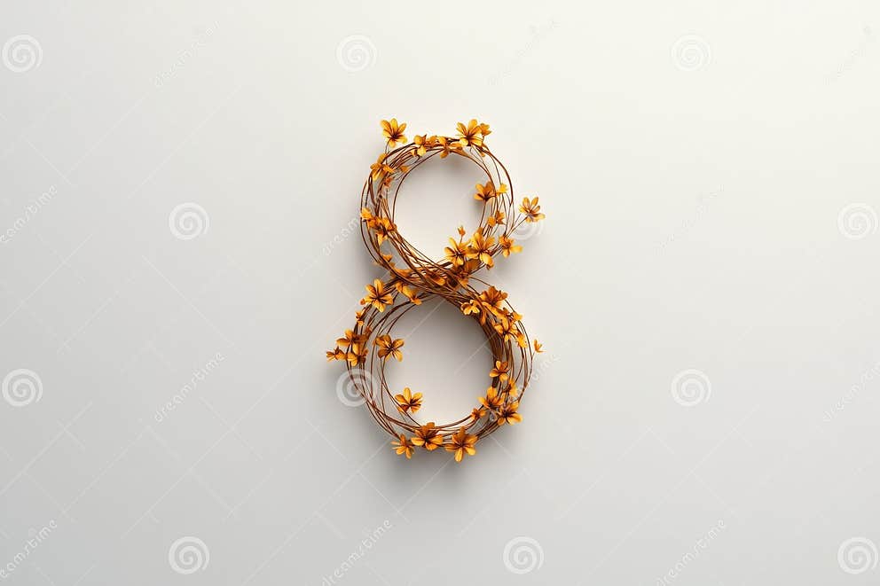Infinity Shape with Orange Flowers on Neutral Background Stock Photo ...