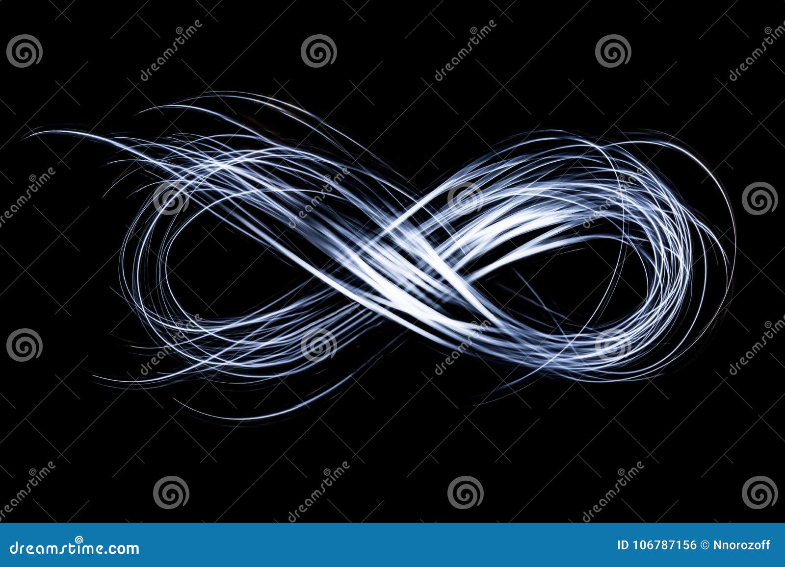 Infinity Sign Created by Neon Freeze Light on a Black Background Stock ...