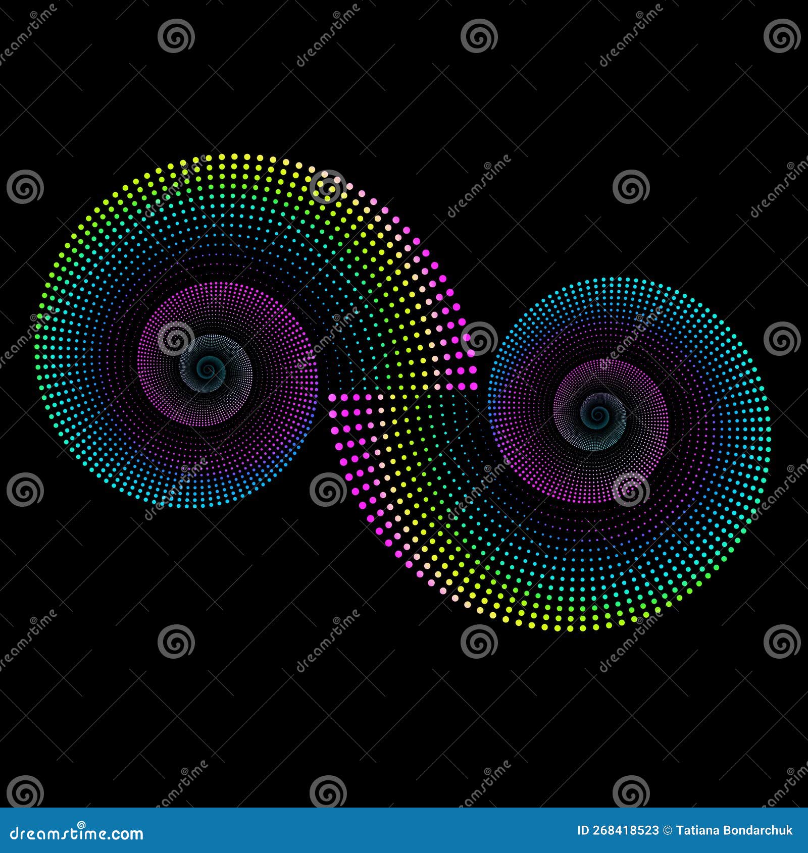 Infinity Sign in the Form of a Spiral of Dots . Neon Colors on a Black ...