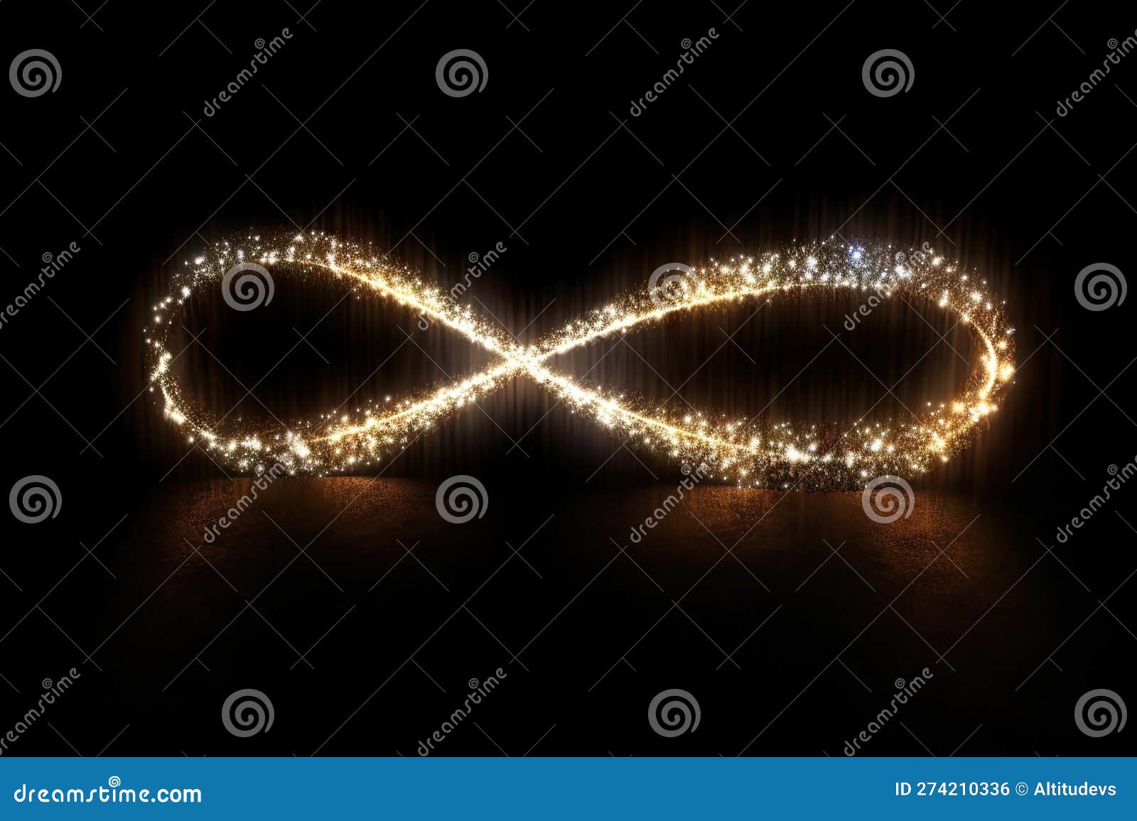 Infinity Sign Made of Light, Shining in the Darkness Stock Photo ...