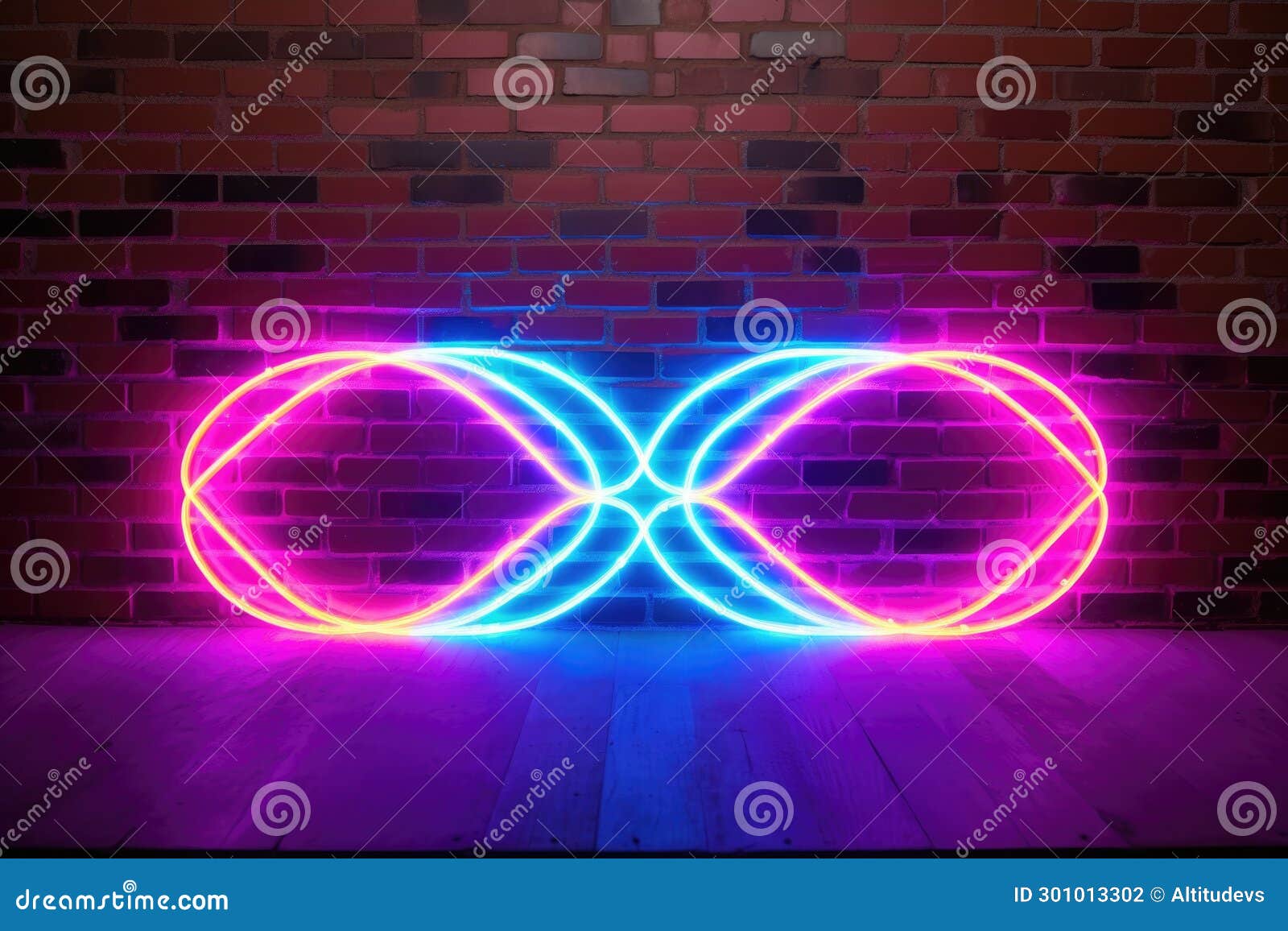 Infinity Sign Made Out of Colorful Neon Lights on a Brick Wall Stock ...