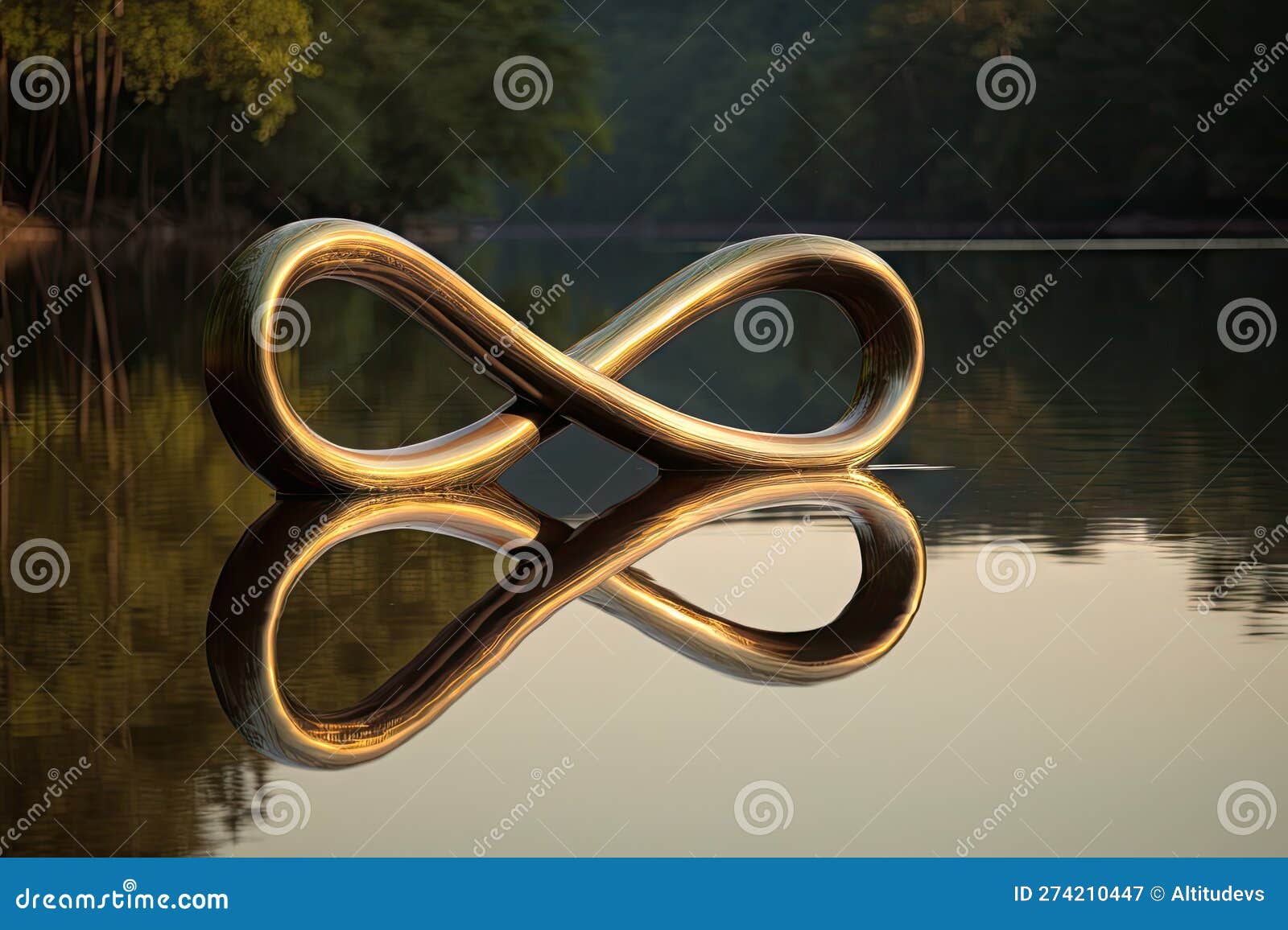 Infinity Sign Reflected in Smooth Surface, Such As Lake or Pool Stock ...