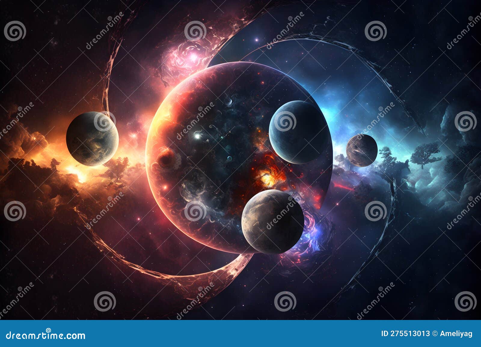 Infinity of Space, Cosmic Nebula Stars Planets, Collision of Stars ...