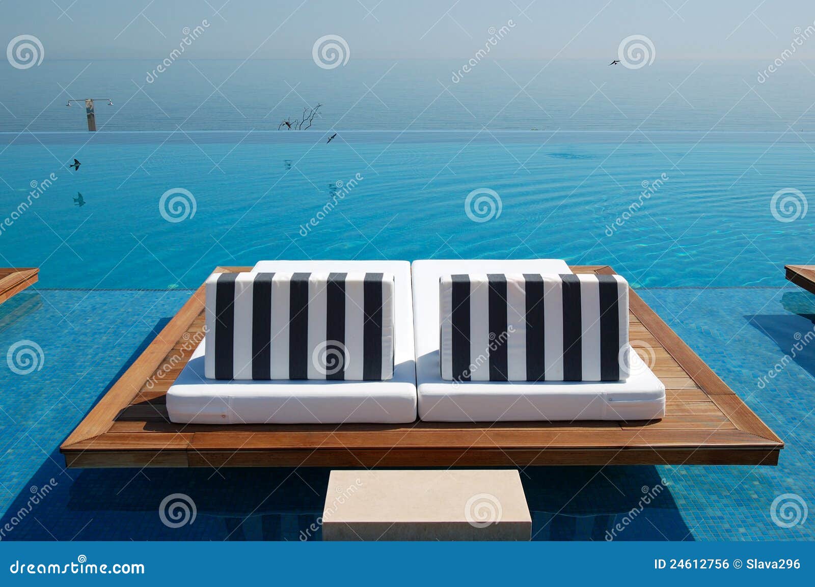 Infinity Swimming Pool by Beach Stock Photo - Image of mediterranean ...