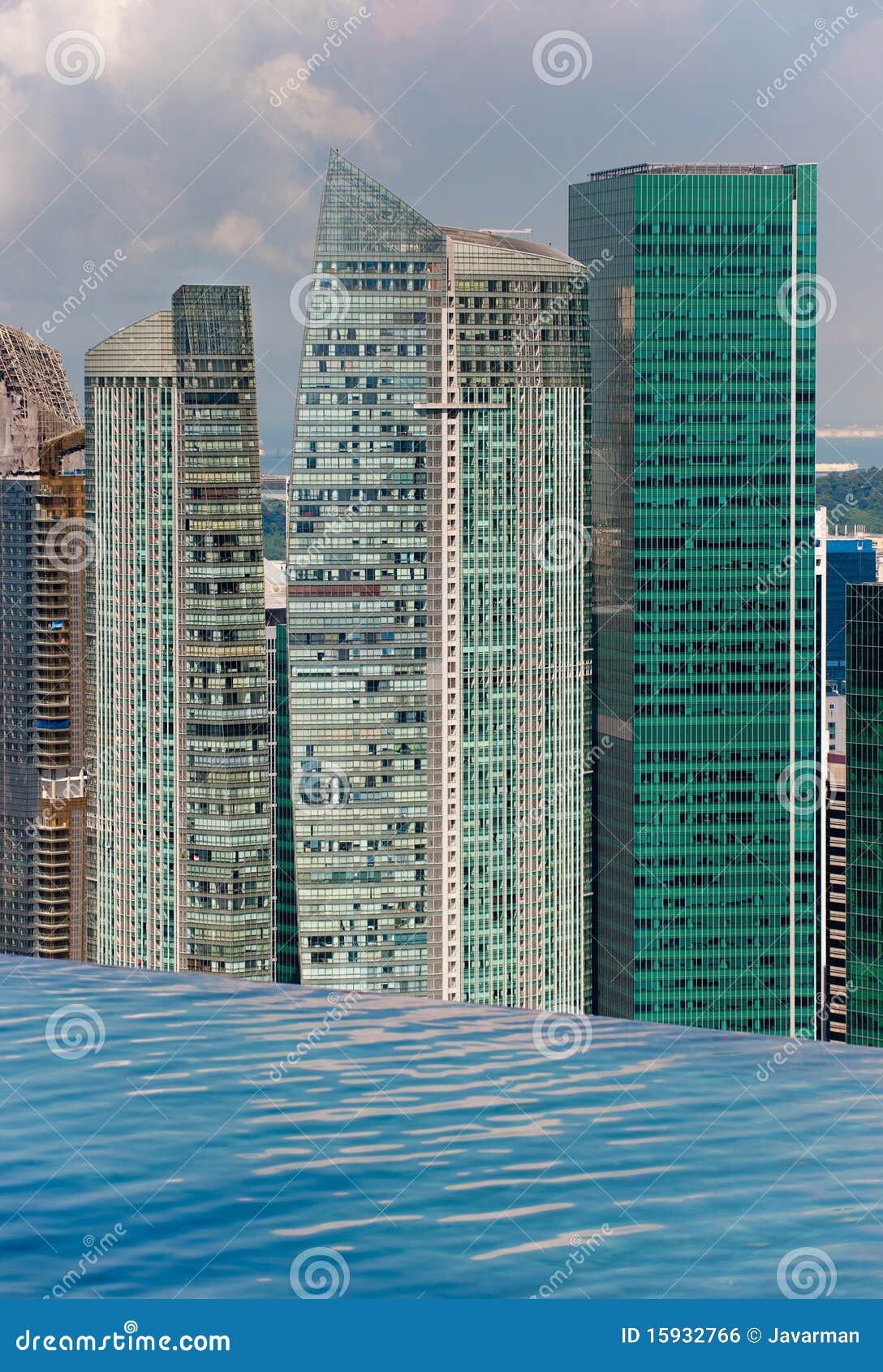 Infinity Swimming Pool and Skyline with Skyscapers Stock Photo - Image ...
