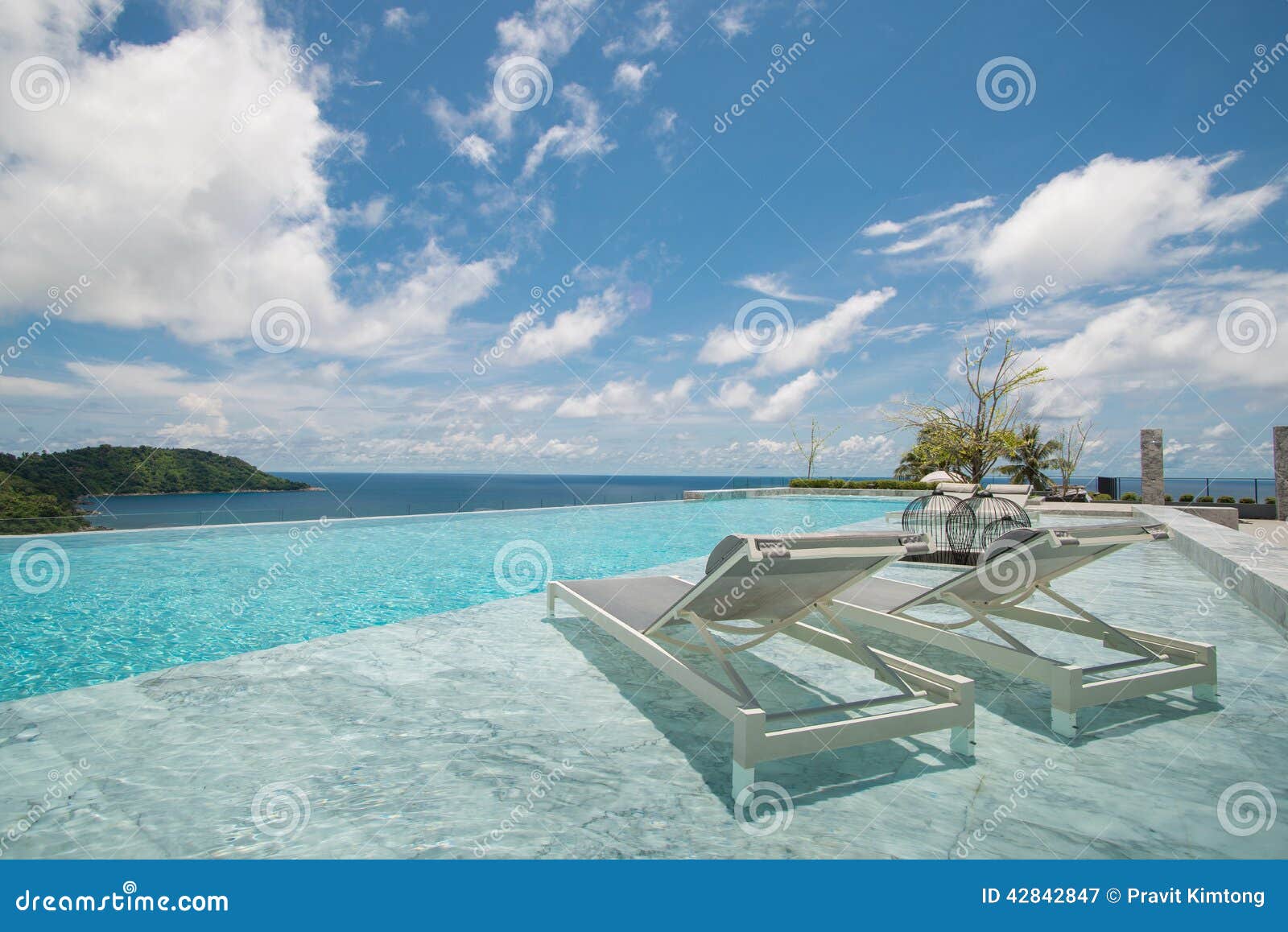 Infinity Swimming Pool with a View on Phuket Sea Stock Image - Image of ...