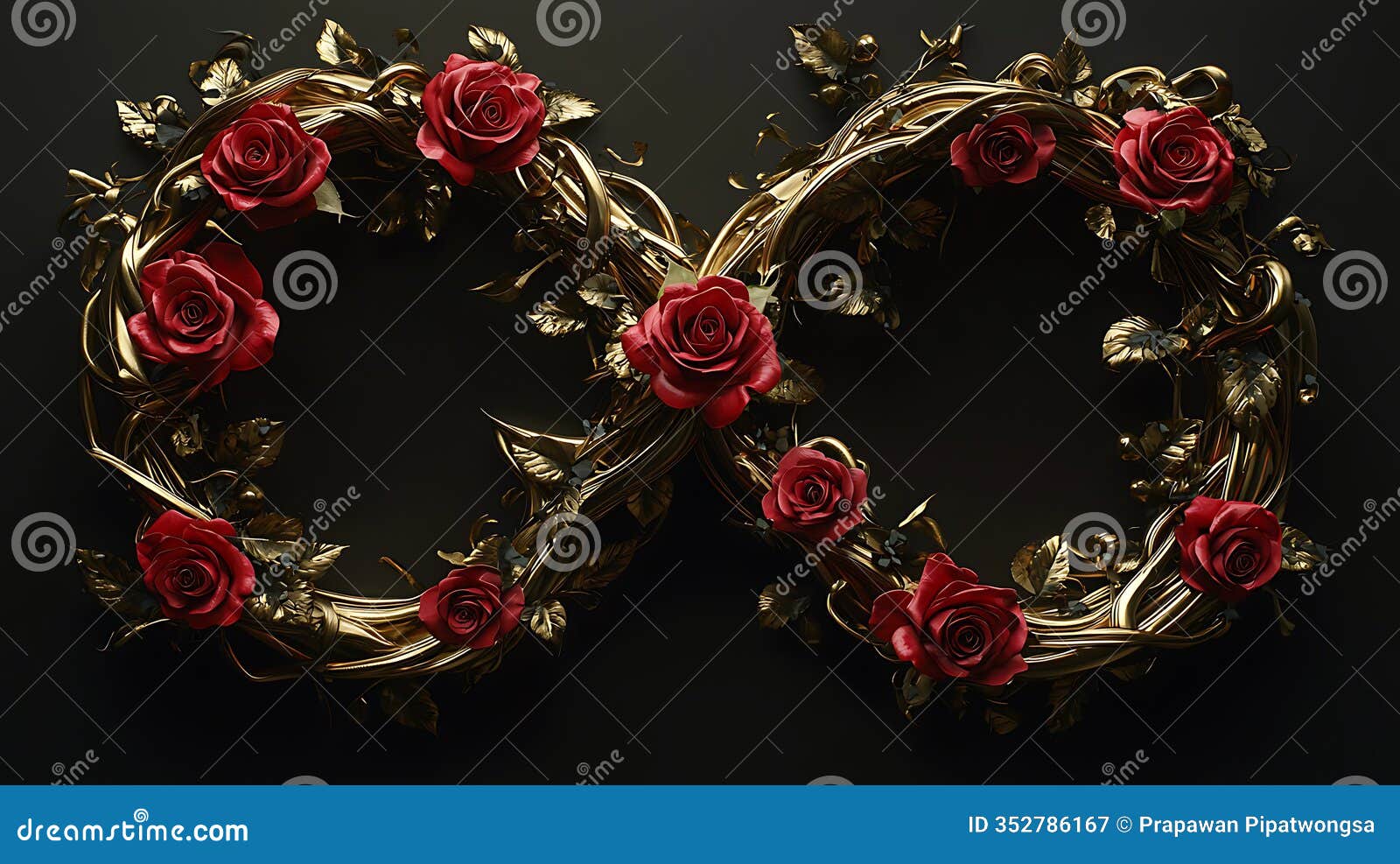 Infinity Symbol Adorned with Red Roses and Delicate Gold Vines ...