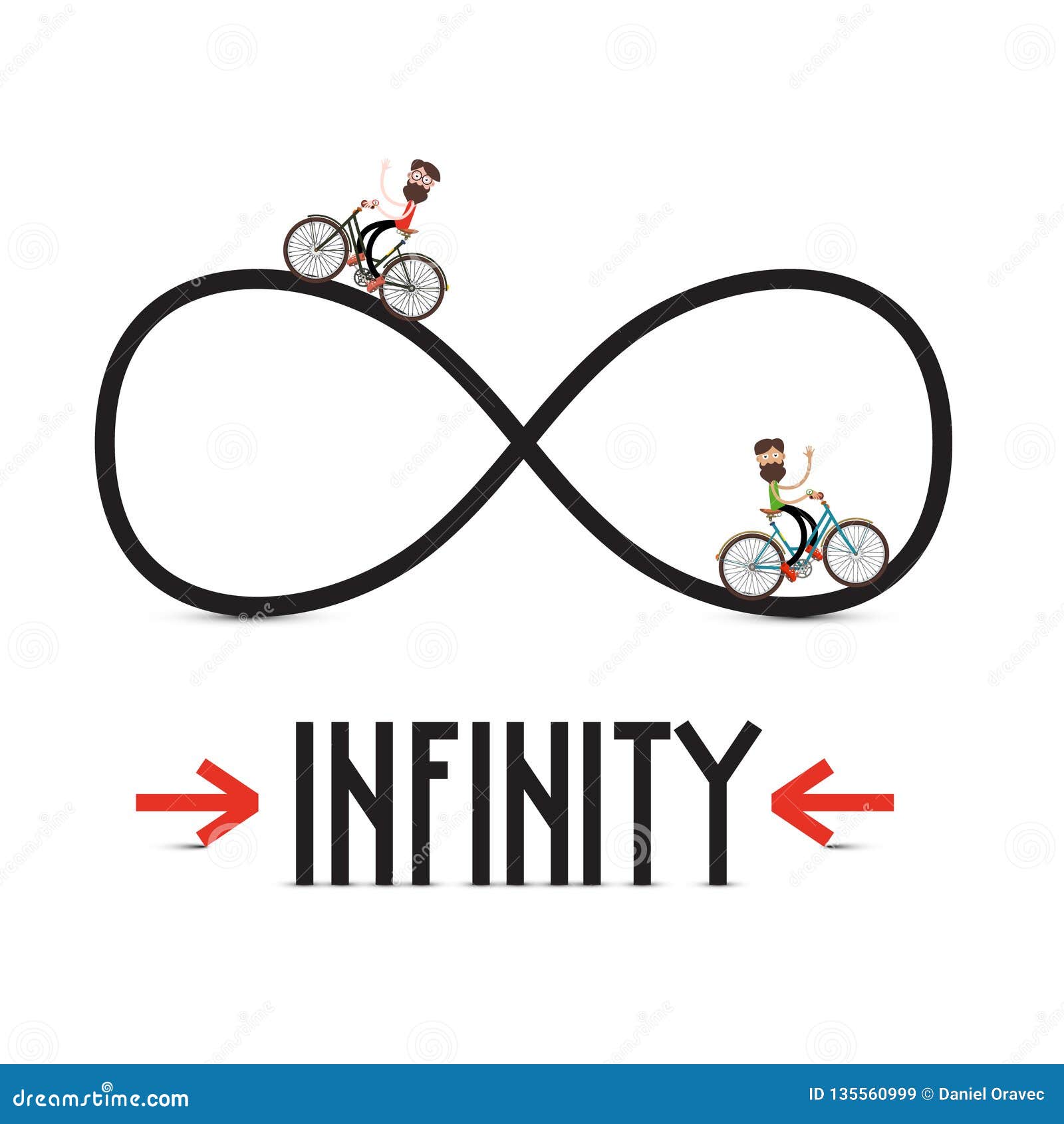 Infinity Symbol with Arrows and People on Bicycles Stock Vector ...