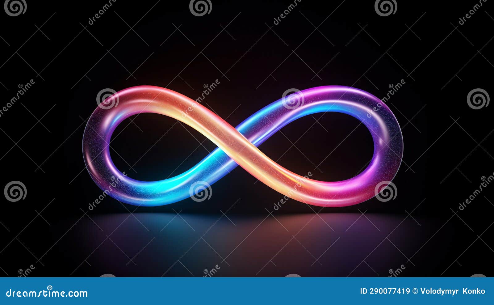 Infinity Symbol on Black Background, Bright Neon Paint for Logo ...