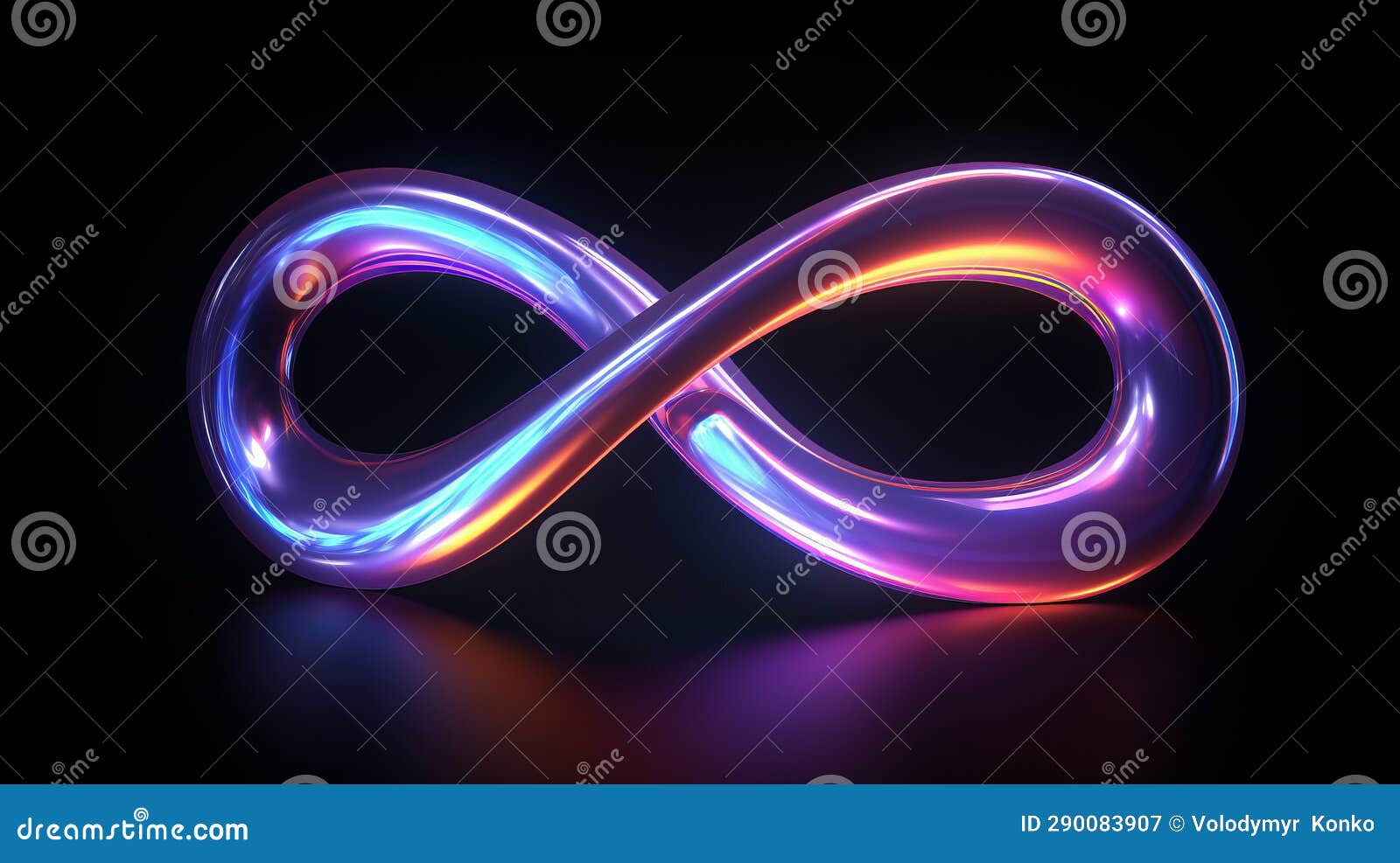 Infinity Symbol on Black Background, Bright Neon Paint for Logo ...