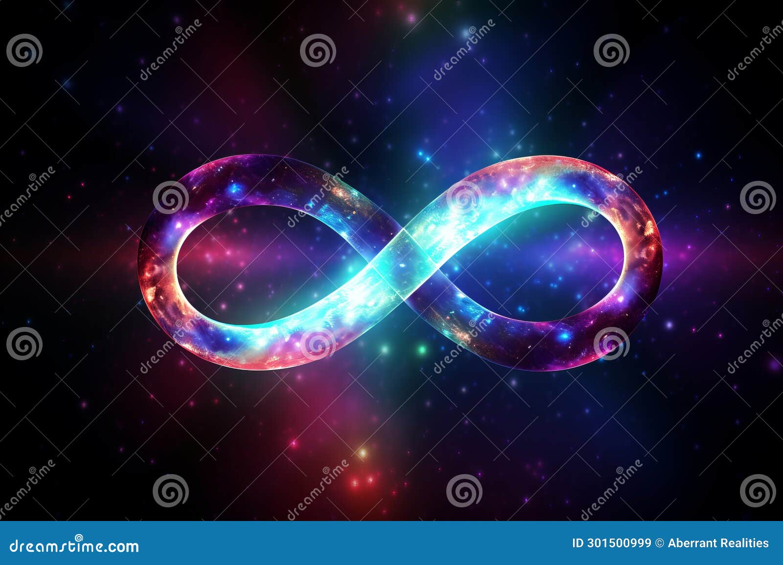 Infinity Symbol on a Black Background with Stars Stock Illustration ...