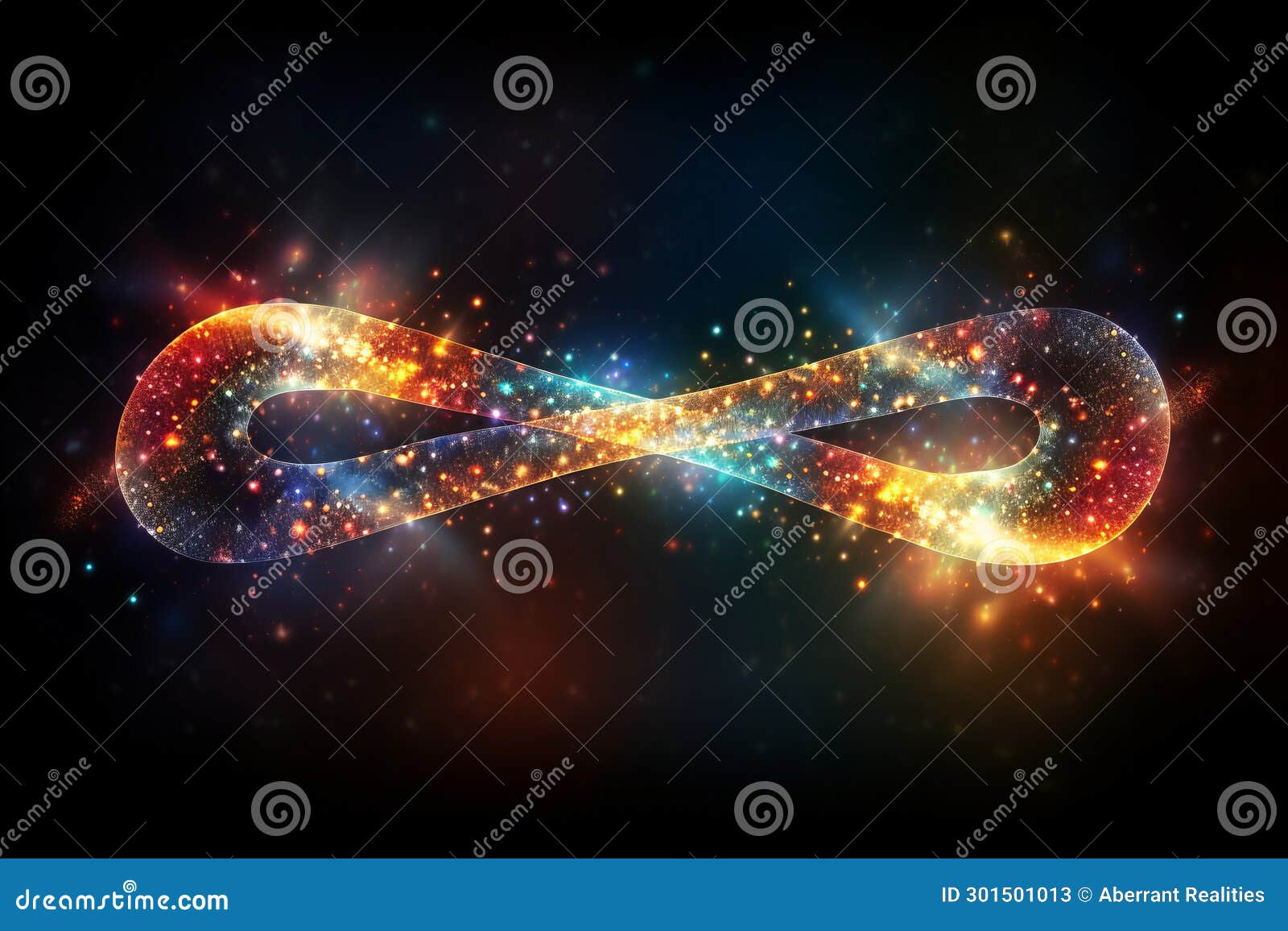Infinity Symbol on Black Background with Stars Stock Illustration ...