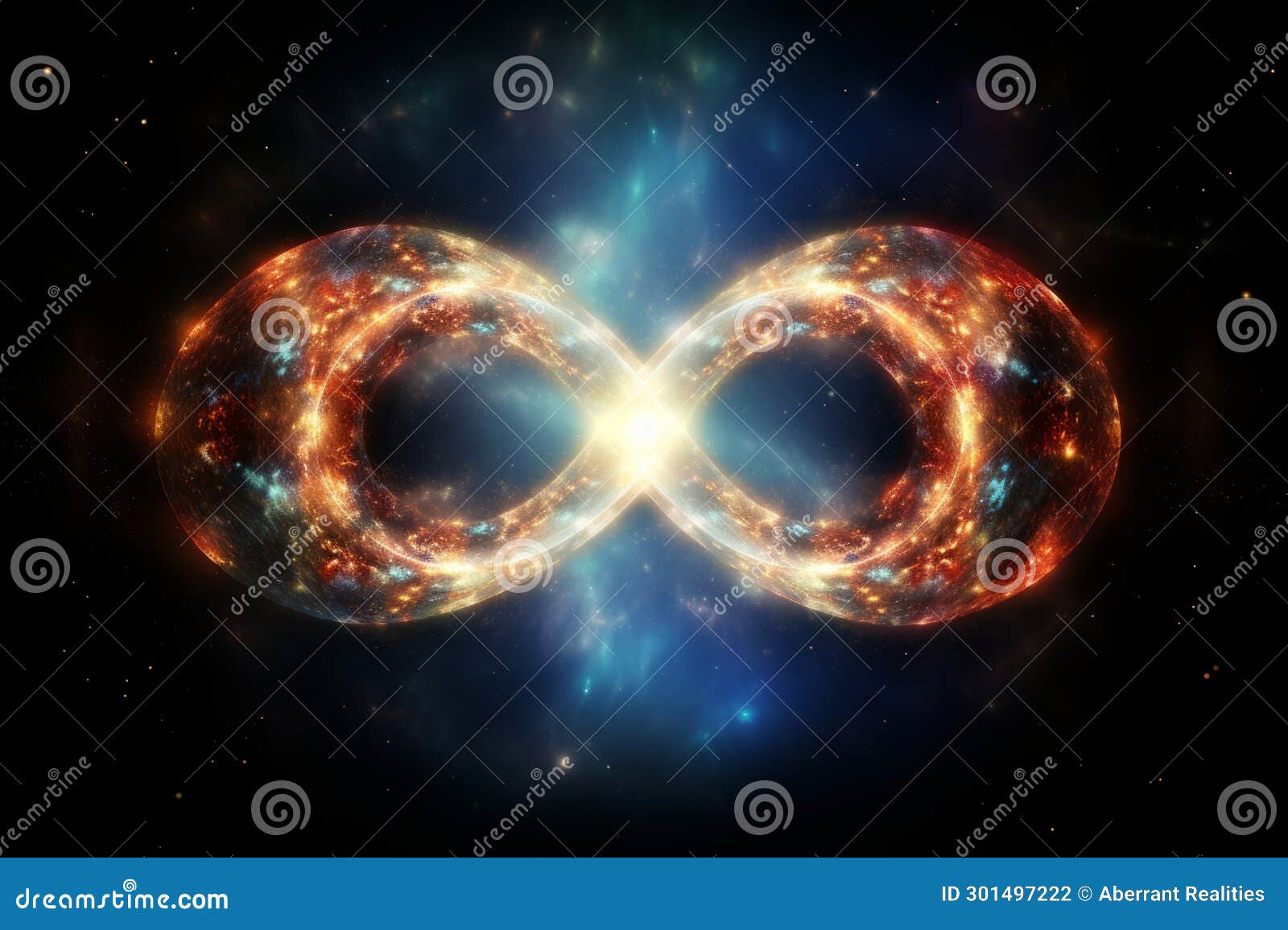 An Infinity Symbol in the Center of a Dark Space Background Stock ...
