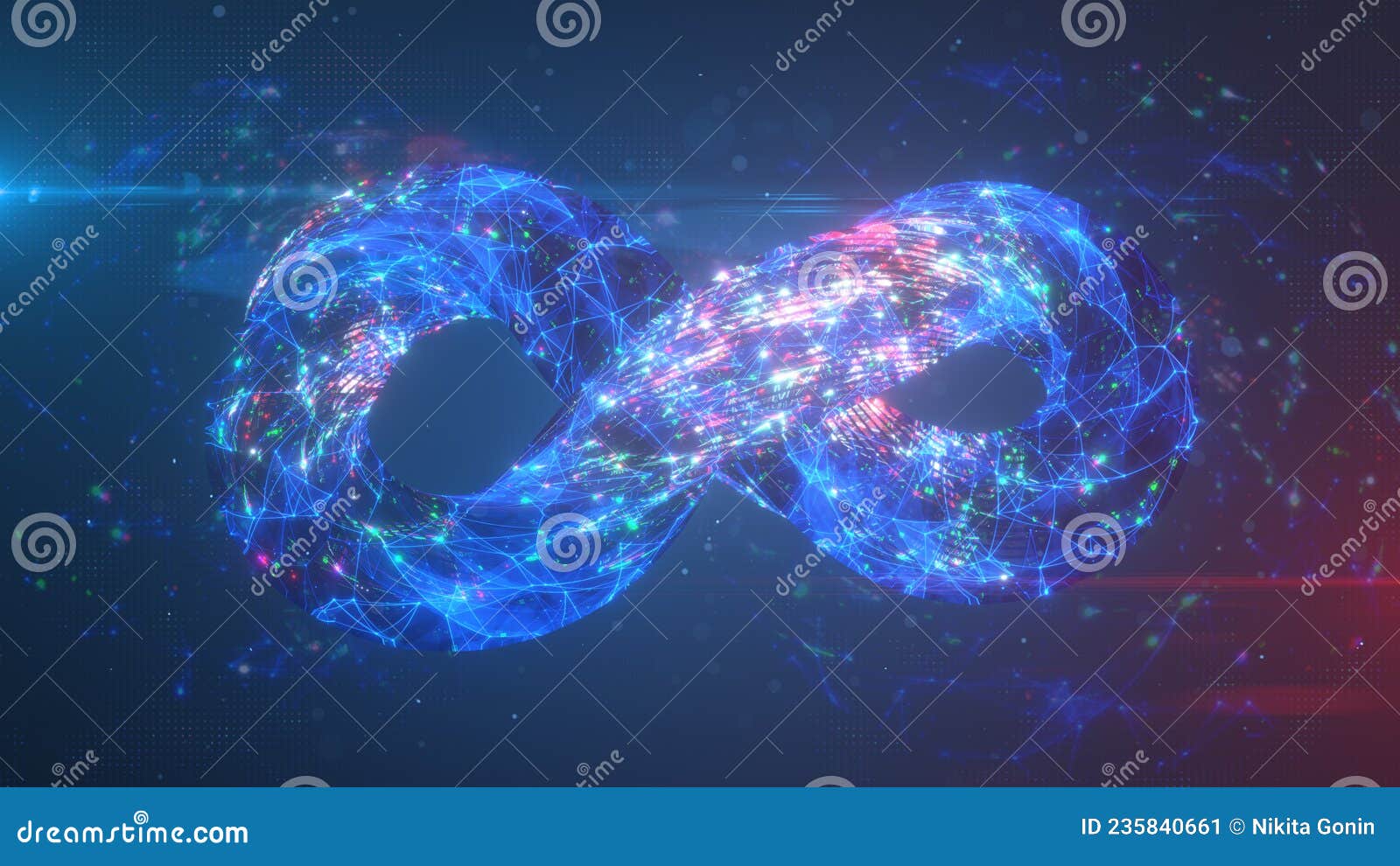 Infinity Symbol with Connected Points and Lines 3D Render Illustration ...