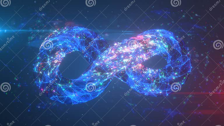 Infinity Symbol with Connected Points and Lines 3D Render Illustration ...