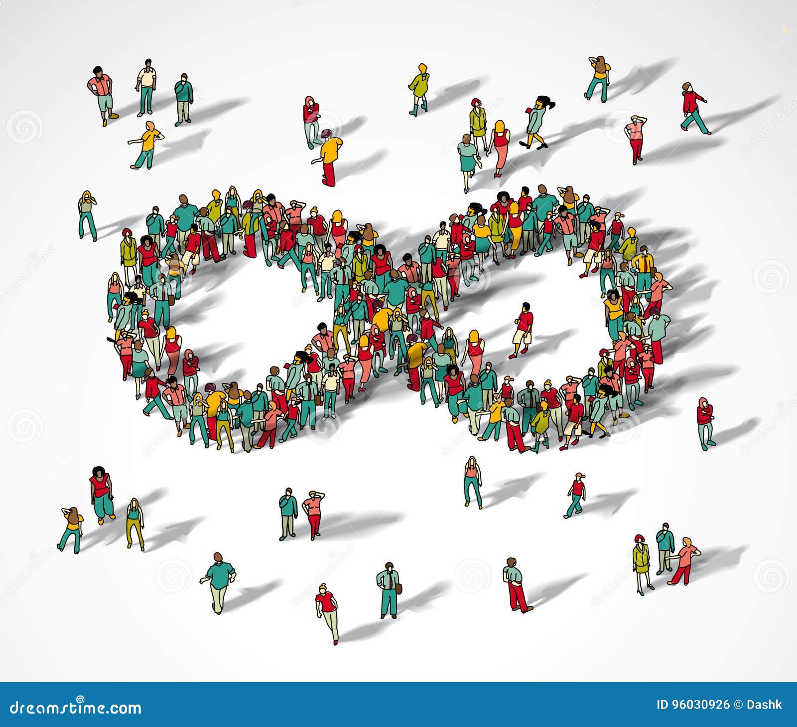 Infinity Symbol Crowd Big Group People. Stock Vector - Illustration of ...