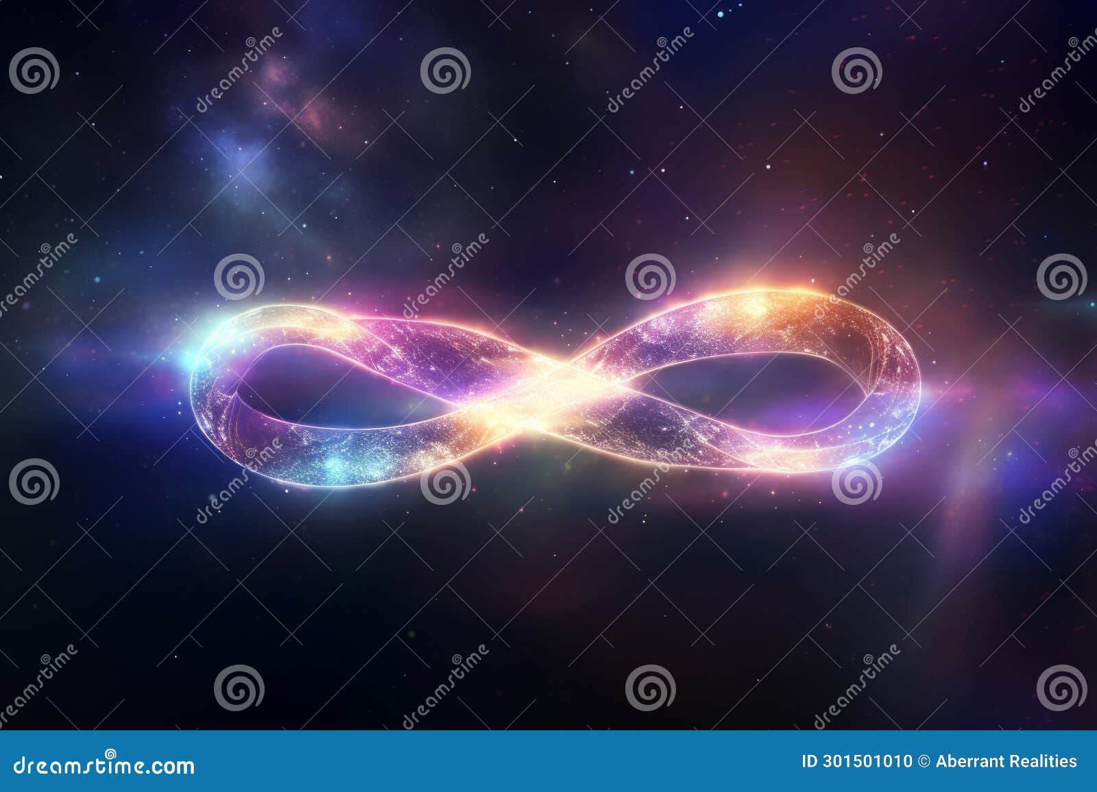 Infinity Symbol on a Dark Background with Stars Stock Illustration ...