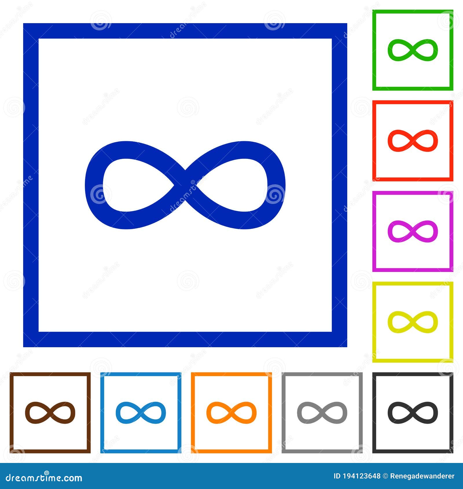 Infinity Symbol Flat Framed Icons Stock Vector - Illustration of ...