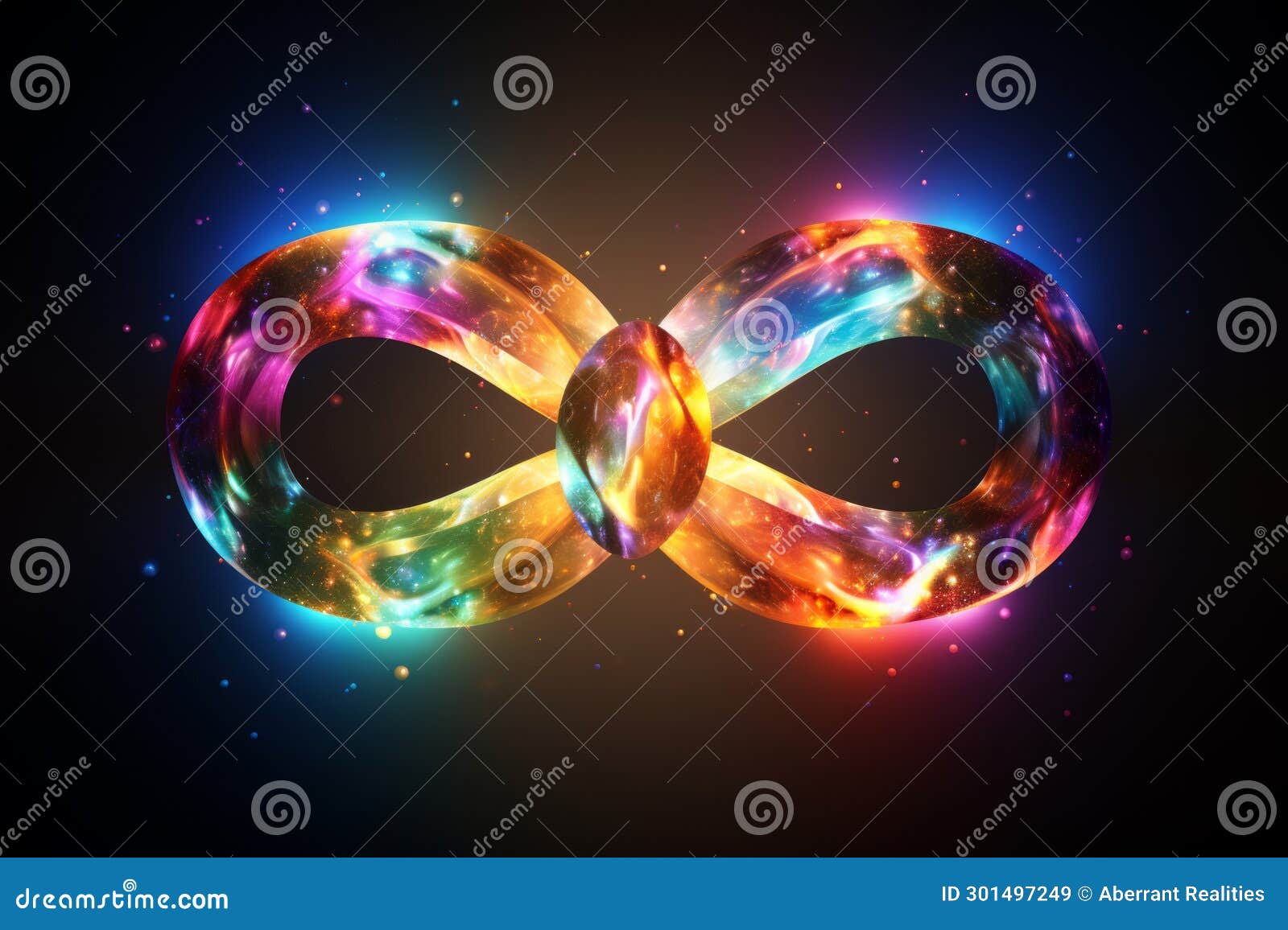 An Infinity Symbol with Glowing Colors on a Black Background Stock ...