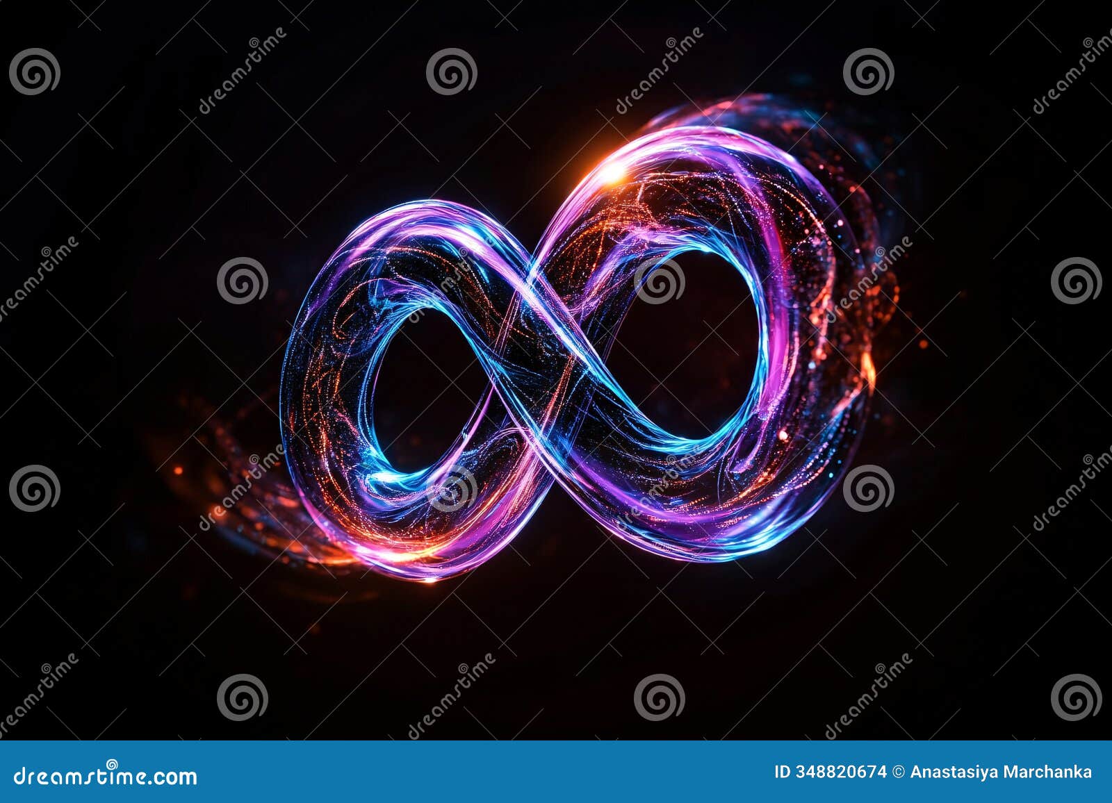 Infinity Symbol with Glowing Intertwined Particles Stock Photo - Image ...