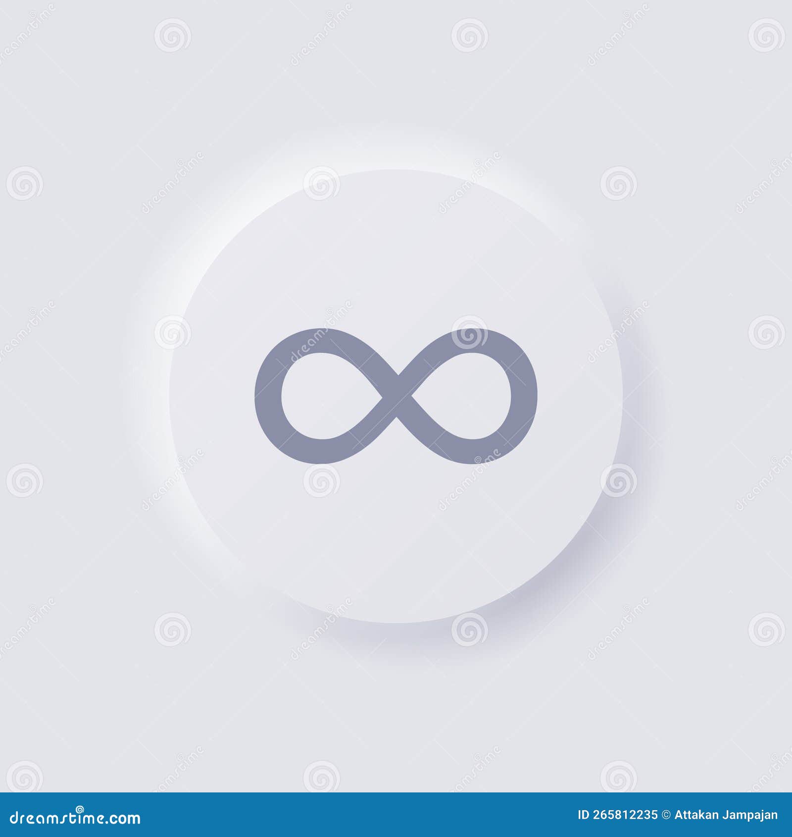 Infinity Symbol Icon, White Neumorphism Soft UI Design. Stock Vector ...