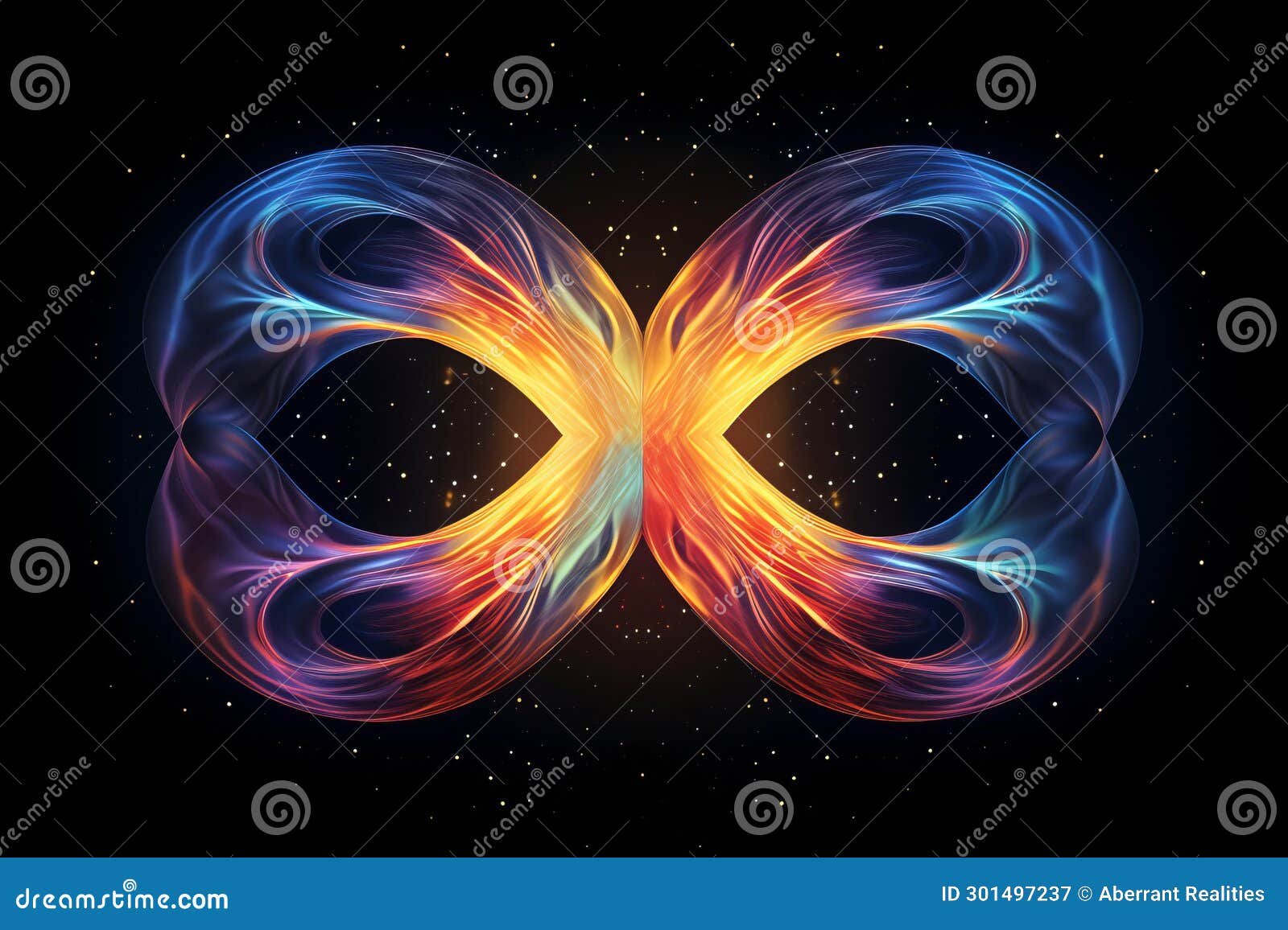 An Infinity Symbol Made of Colorful Flames on a Black Background Stock ...