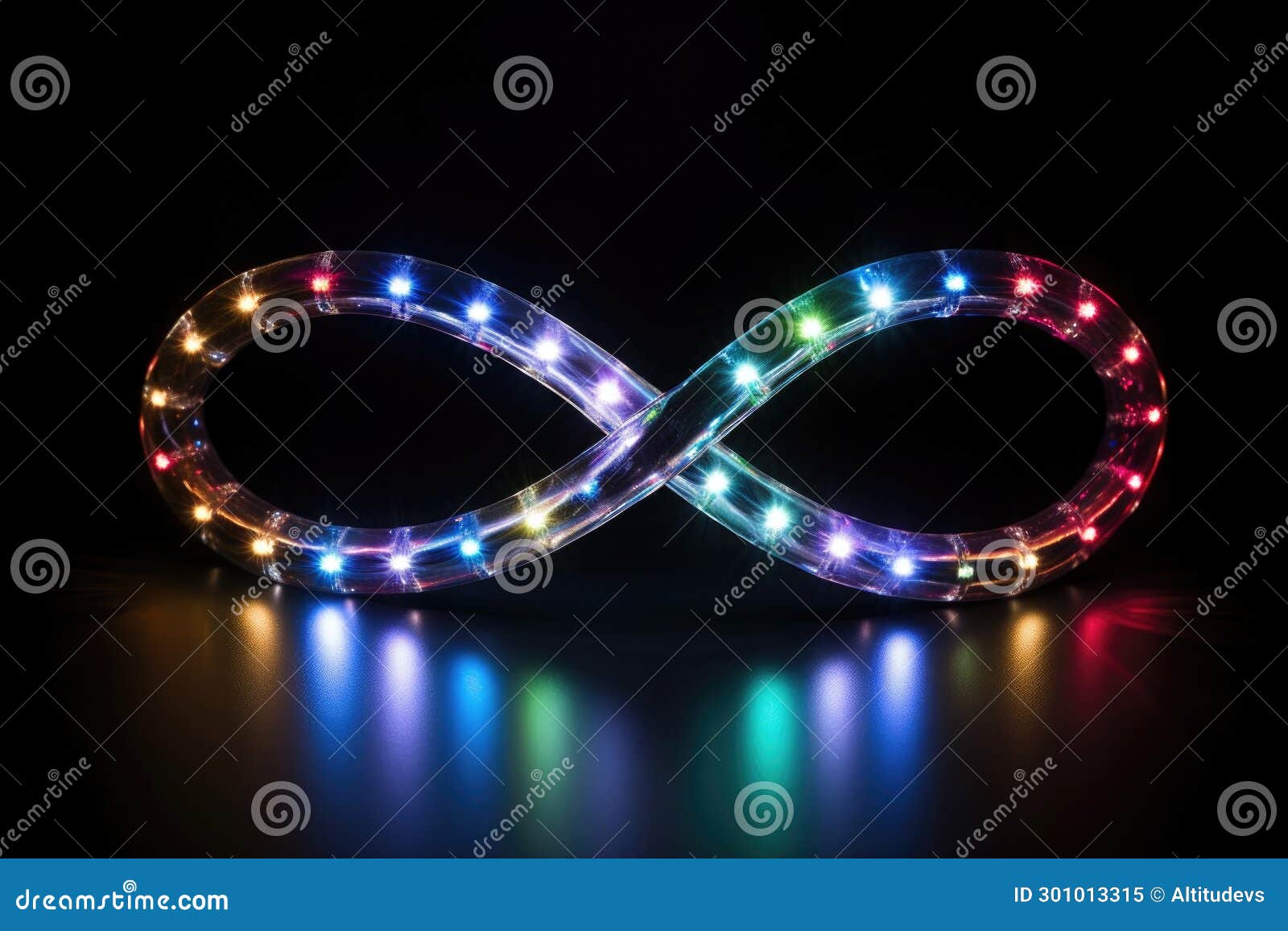 Infinity Symbol Made of Colorful Led Lights Against a Dark Background ...