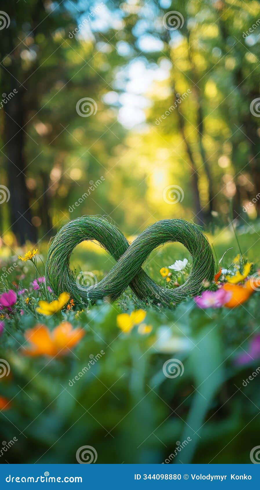 Infinity Symbol Made of Grass in a Vibrant Flower Meadow Stock Photo ...