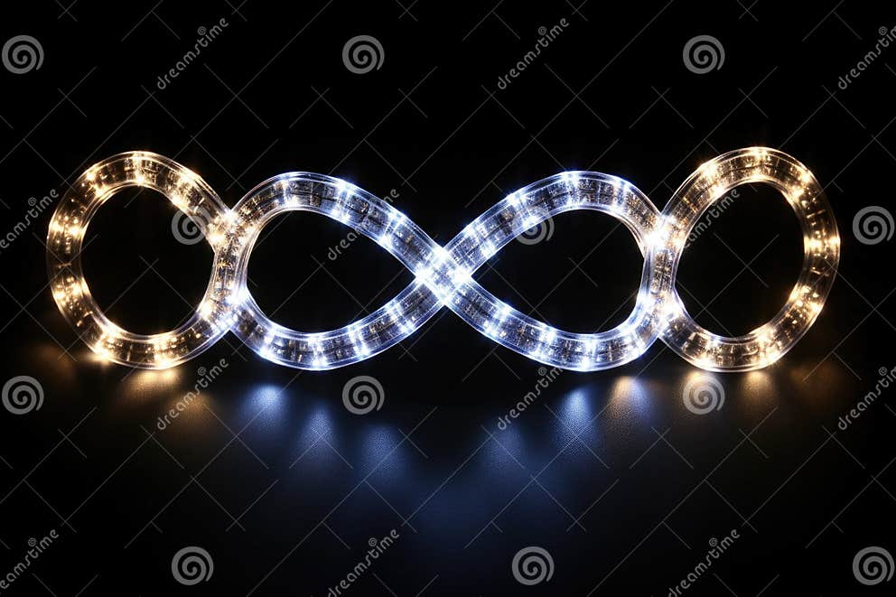 An Infinity Symbol Made of Led Lights on a Dark Background Stock Image ...