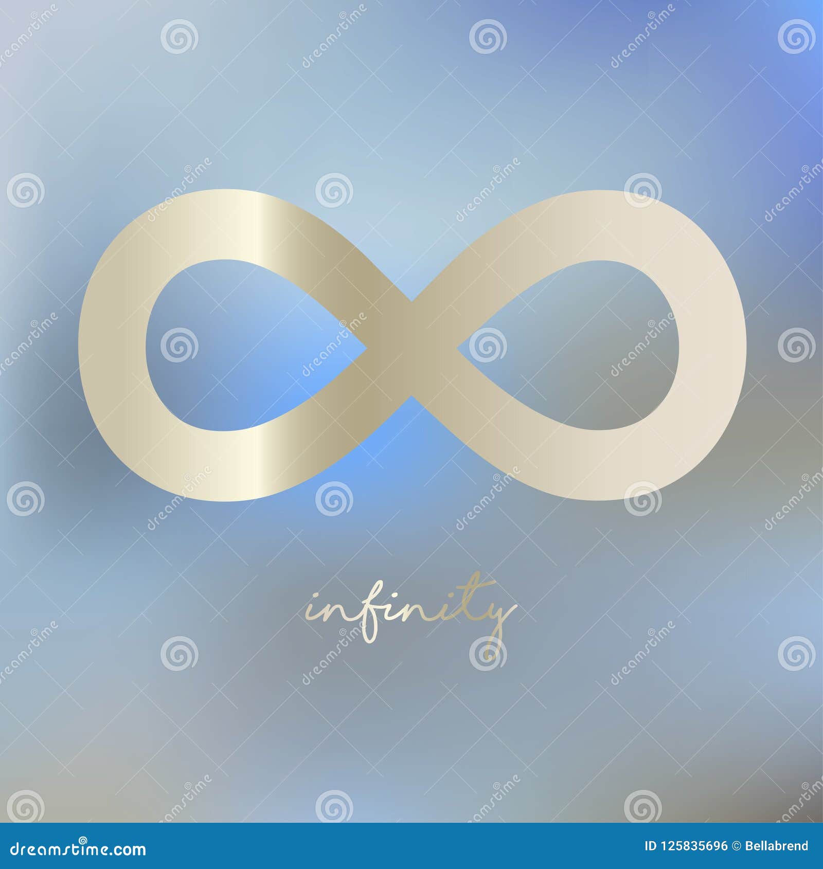 Infinity Symbol Pearl on a Light Blue Bokeh Fog Background. Stock ...