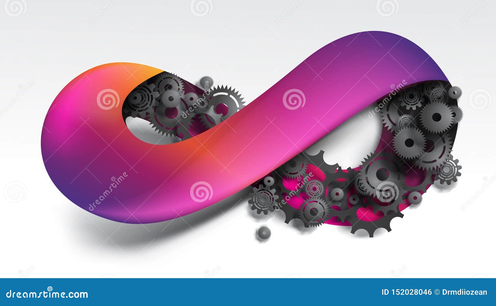 Infinity Symbol with Realistic Black Gears and Cogs Inside. Stock ...