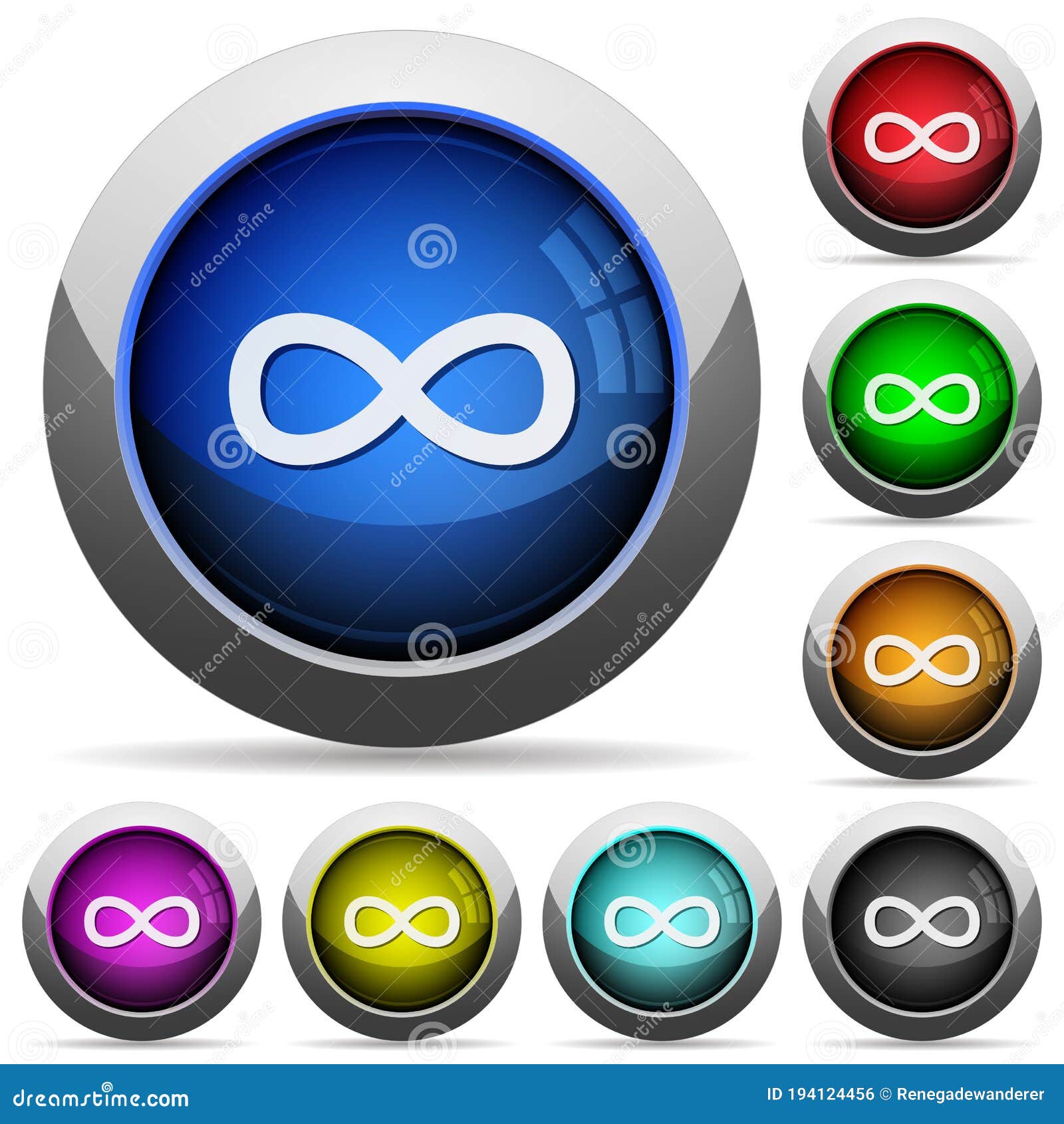 Infinity Symbol Round Glossy Buttons Stock Vector - Illustration of ...