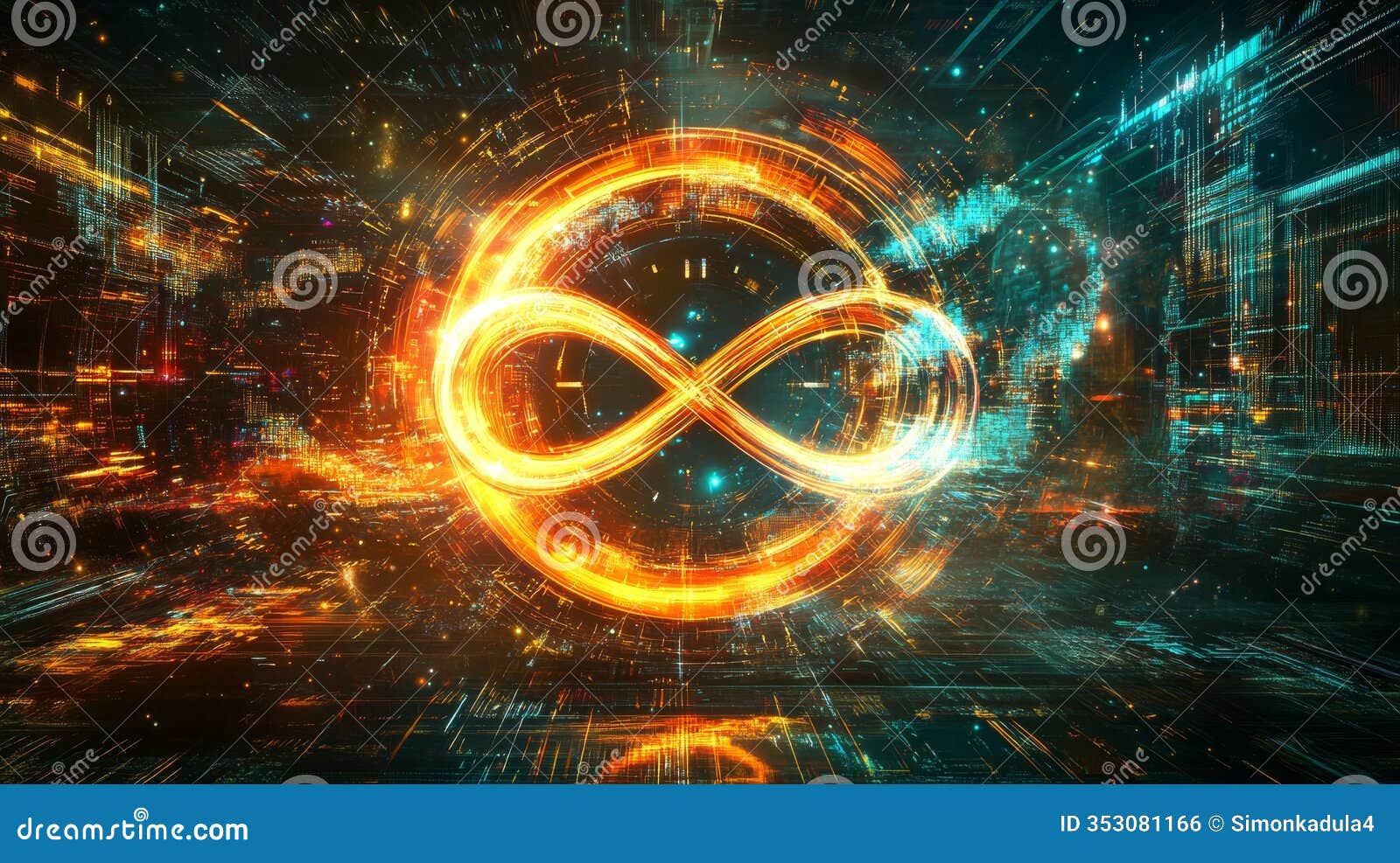 Infinity Symbol Shining in Digital Cyberspace Representing Limitless ...