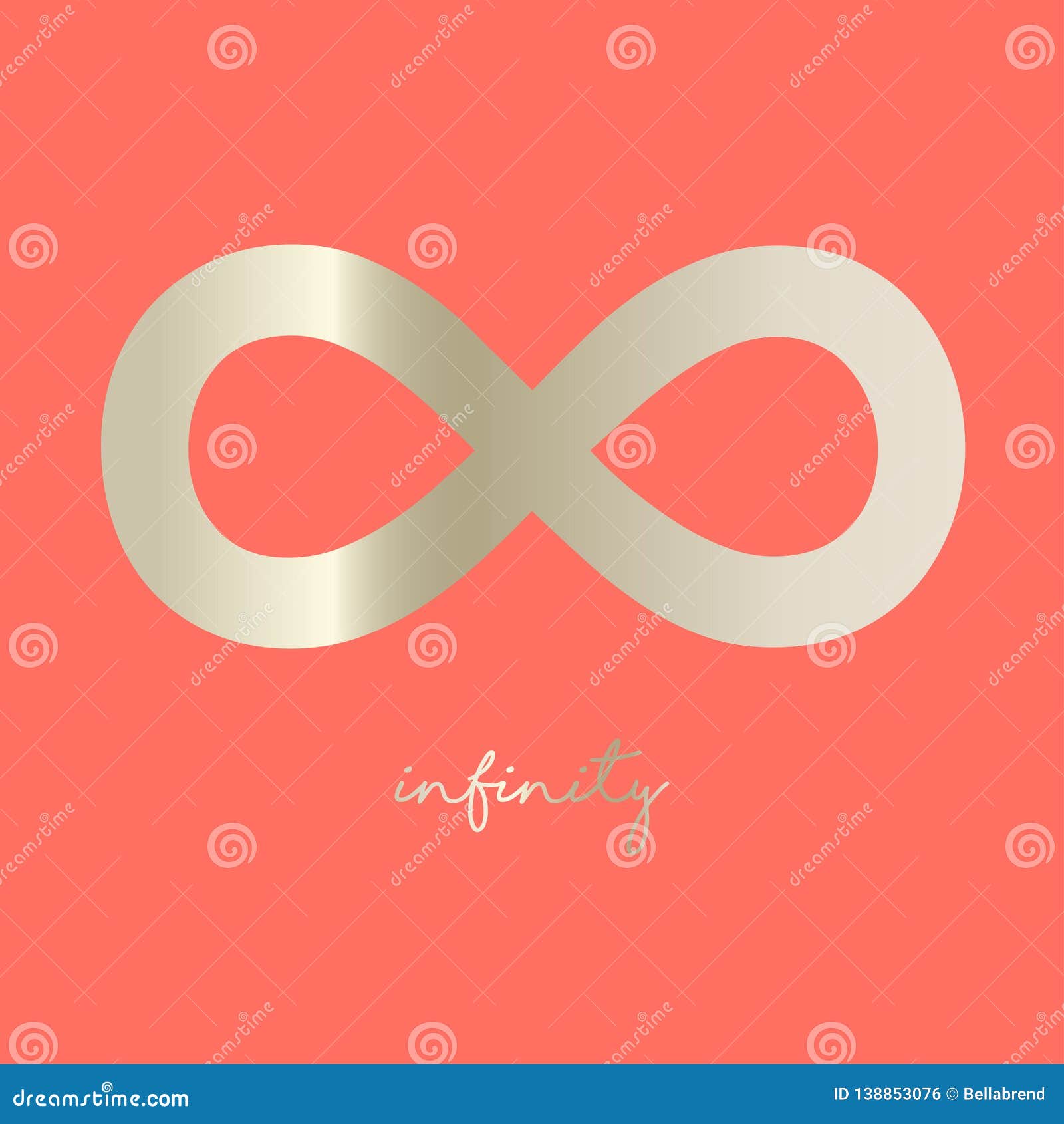Infinity Symbol Silver On A Coral Color Background Vector Illustration ...