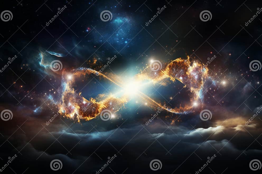 Infinity Symbol in the Sky with Clouds and Stars Stock Illustration ...