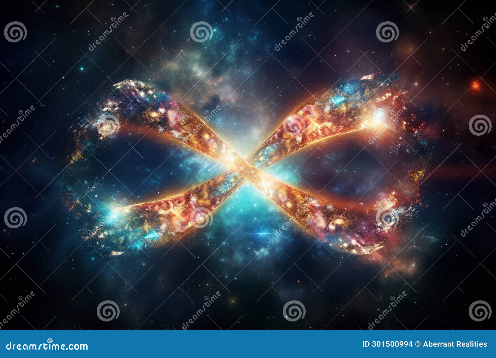 Infinity Symbol in Space with Stars and Nebula Stock Illustration ...