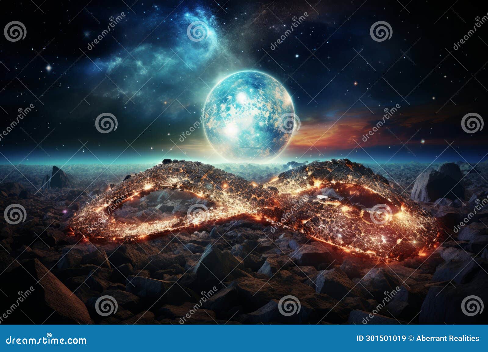 Infinity Symbol on the Surface of the Earth with a Planet in the ...