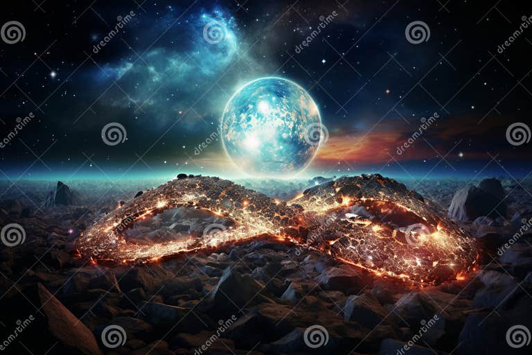 Infinity Symbol on the Surface of the Earth with a Planet in the ...