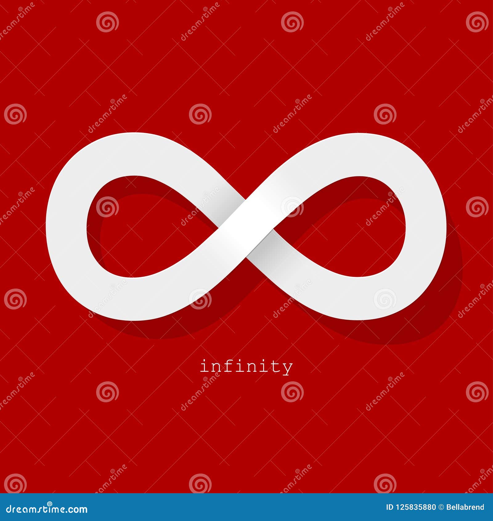 Infinity Symbol White on a Red Background. Stock Vector - Illustration ...