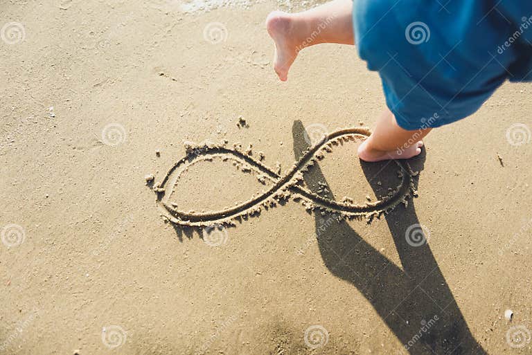 Infinity Symbol Written on Sand. Stock Photo - Image of infinite, sand ...