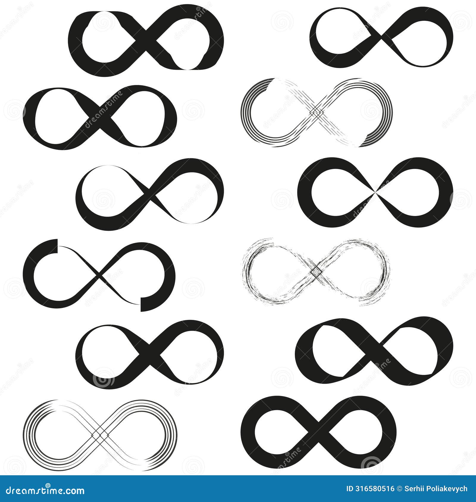 Infinity Symbols Collection. Endless Limit Concept. Vector Variations ...
