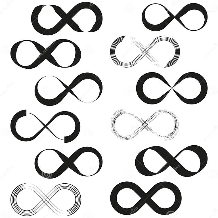 Infinity Symbols Collection. Endless Limit Concept. Vector Variations ...