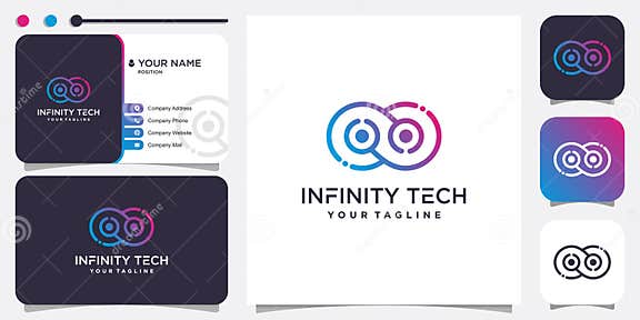 Infinity Technology Logo Idea with Gradient Line Style Premium Vector ...