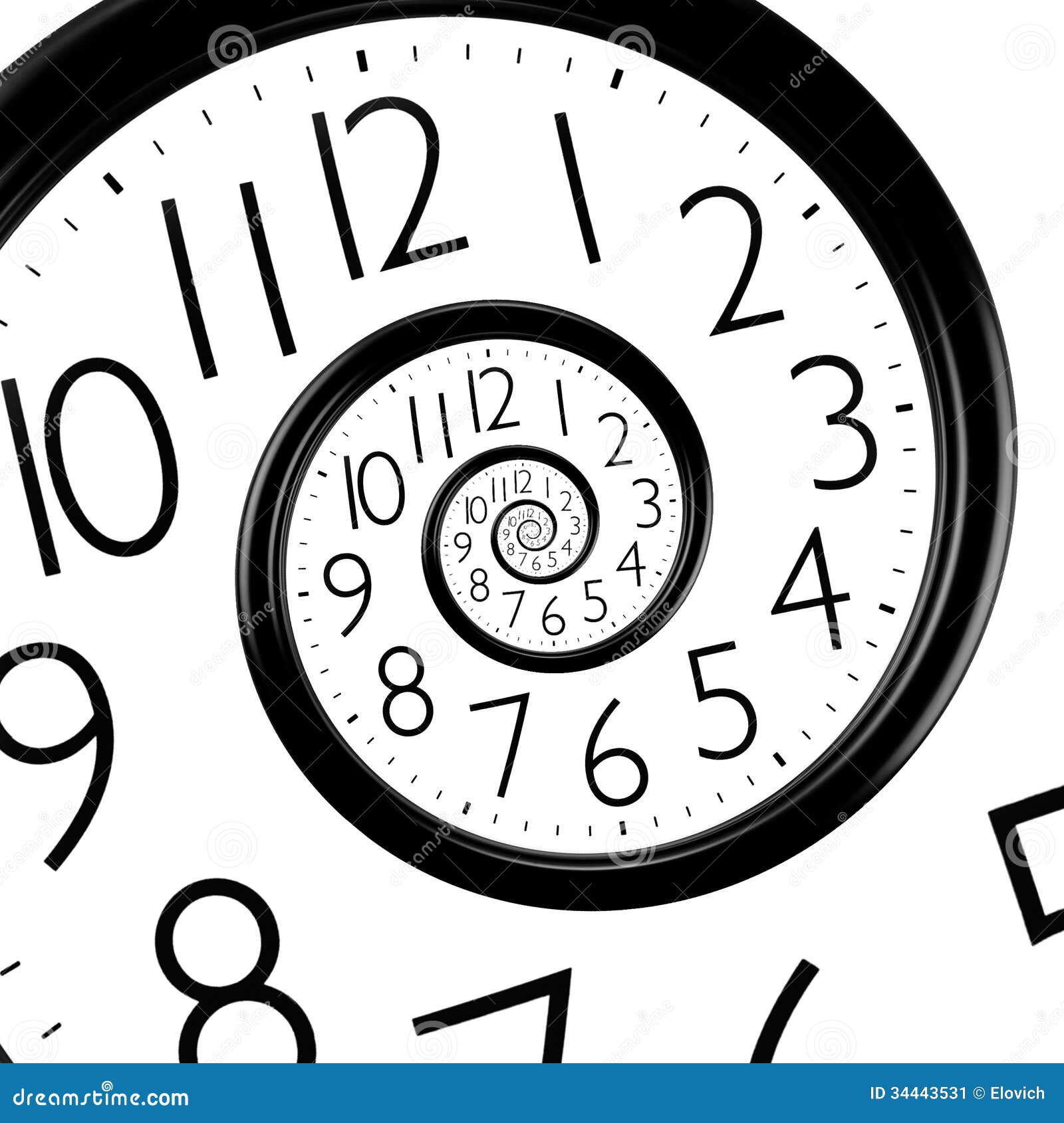 Infinity time spiral clock stock illustration. Illustration of ...