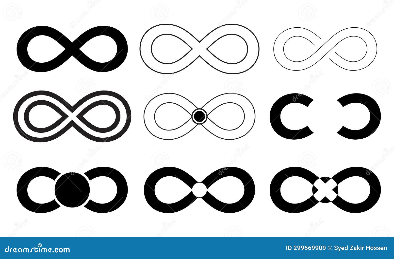 Infinity Vector Symbol Shape Collection. Stock Vector - Illustration of ...