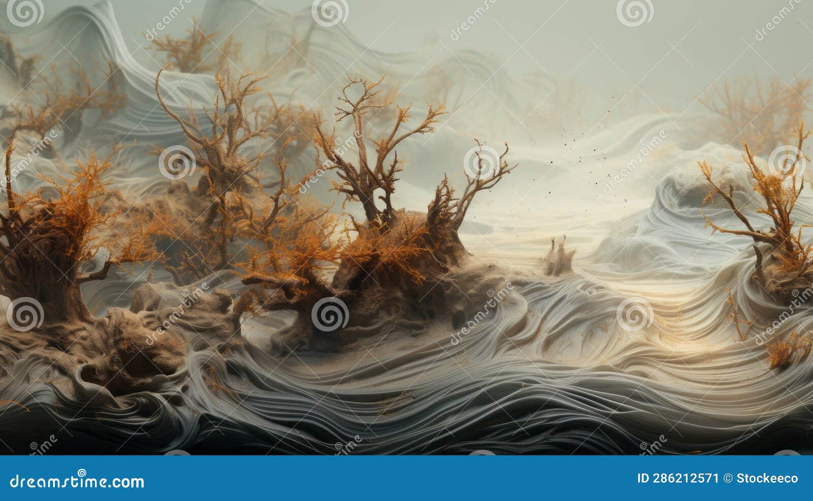 Organic Tree Landscape with Insect Textures and Swirling Vortexes Stock ...