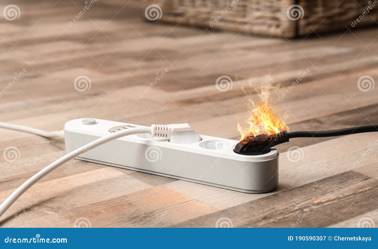 Inflamed Plug In Power Board - Electrical Short Circuit Stock Image ...